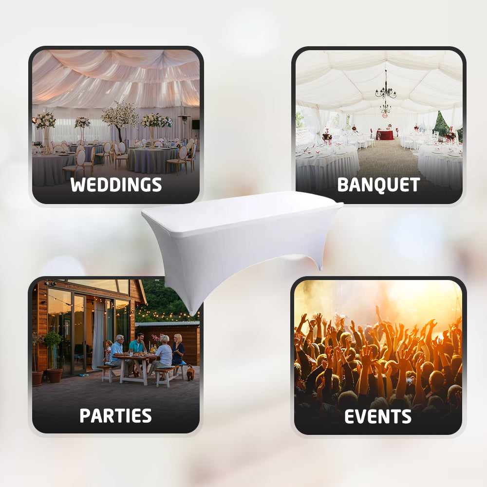 Buy 6ft White Spandex Tablecloth | Stretchy & Fitted Rectangular Cover ...