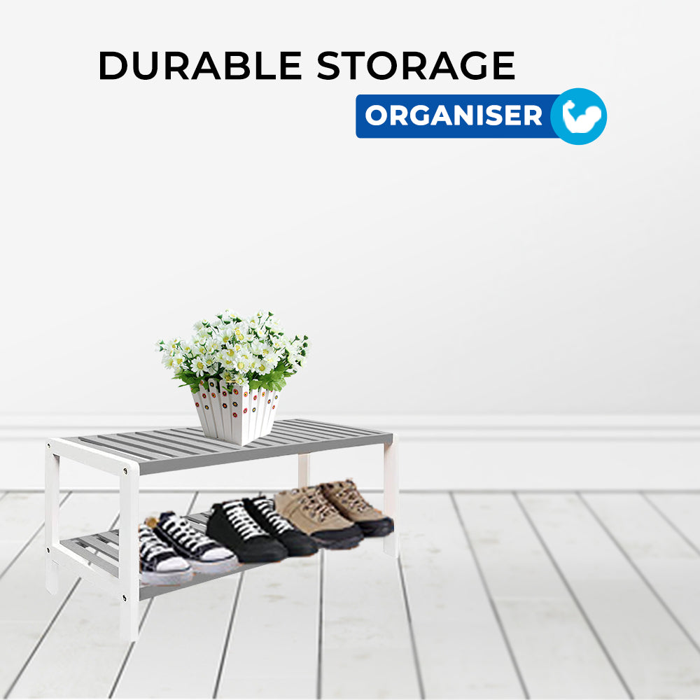 Grey Bamboo Shoe Rack - 2, 3 and 4 Tier Shoe Rack