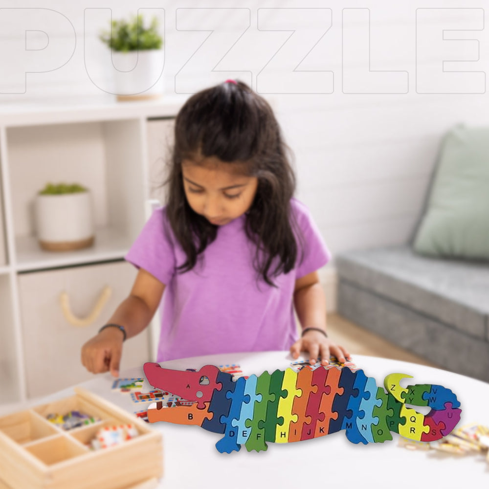 Buy 26-Piece Wooden Crocodile Alphabet Puzzle for Toddlers (Ages 3 & 4 ...