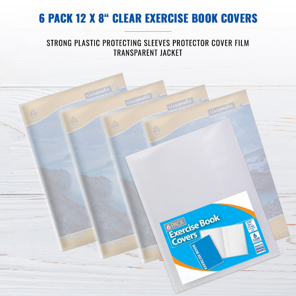 Buy 6 Pack Of Strong Clear Plastic Exercise Book Covers Online.