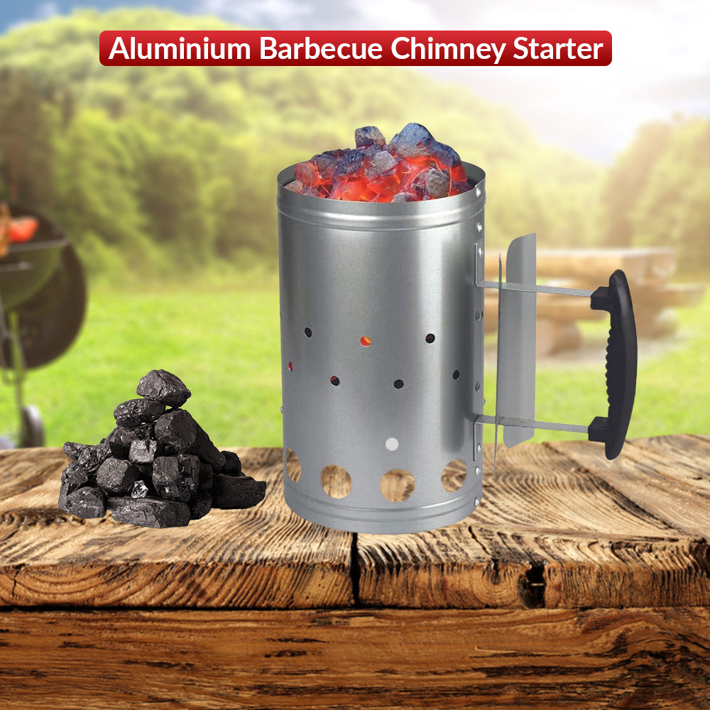 Aluminium Barbecue Chimney Fire Starter With Safety Handles