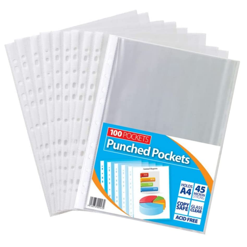 Buy A4 Plastic Poly Punched Pockets | Wallets - 1Above